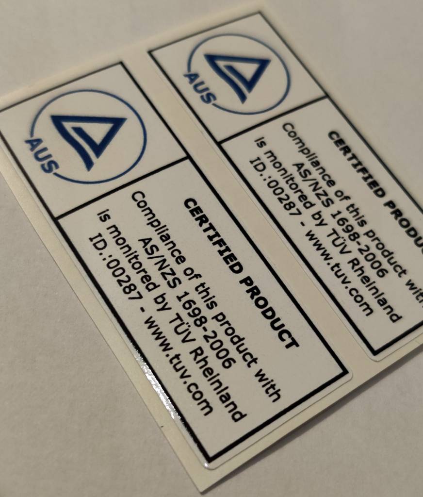 2 x TUV AS NZS 1698 sticker Australia Aufkleber etichetta silver ...