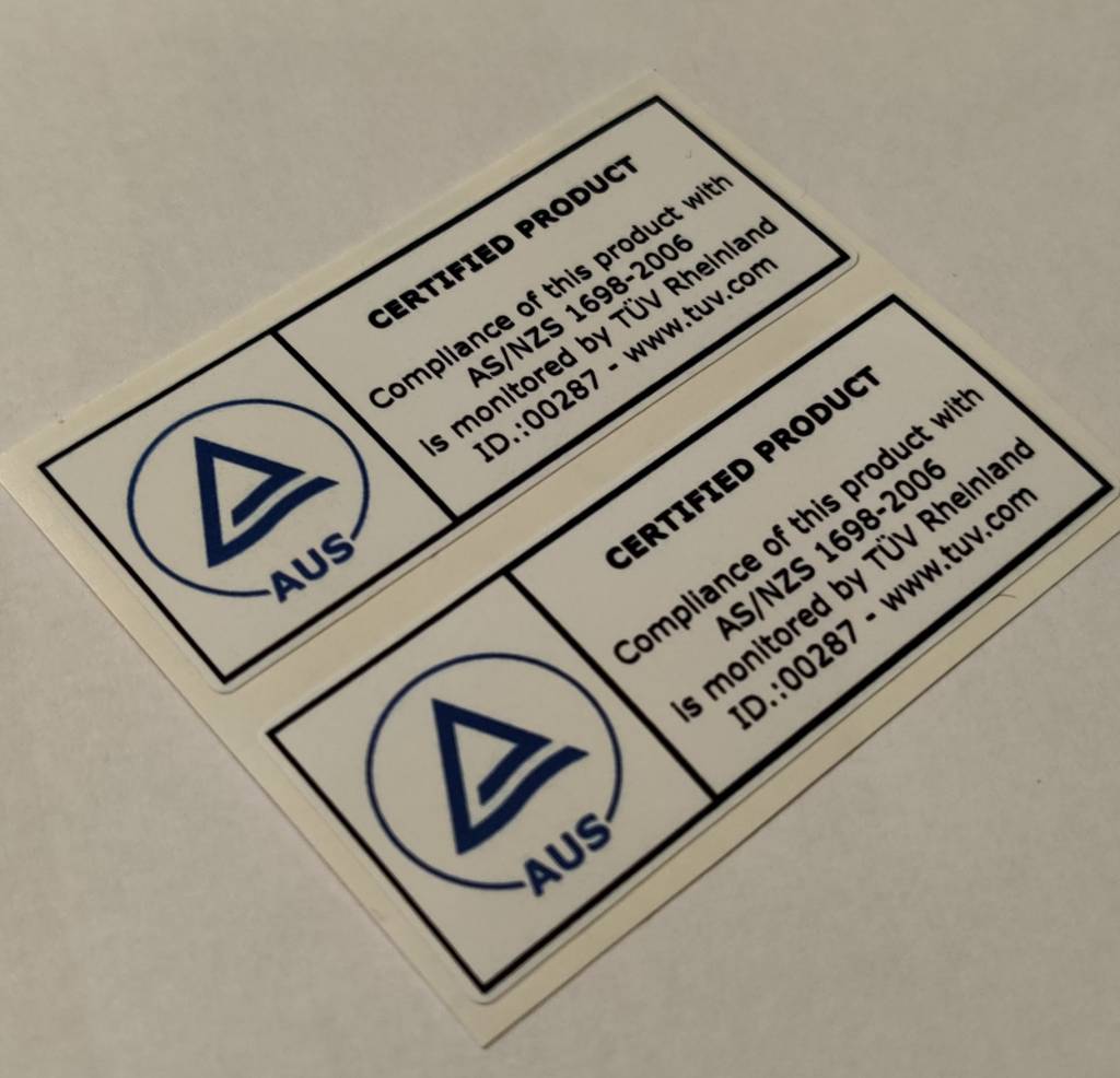 2 x TUV AS NZS 1698 sticker Australia Aufkleber etichetta silver ...